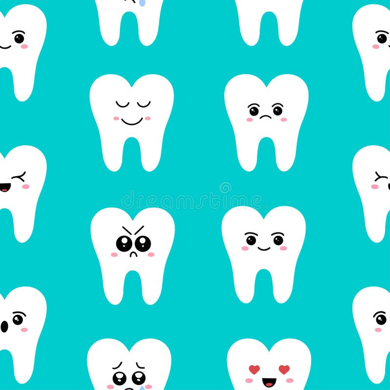 Seamless Teeth Pattern, with Different Facial Expressions. Teeth in the ...
