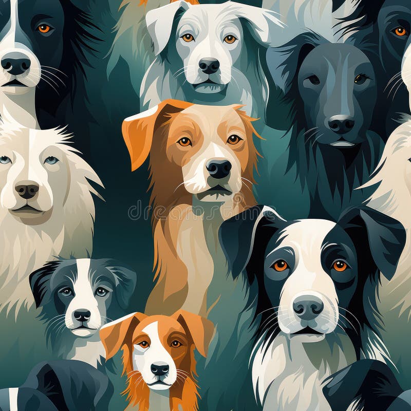 Seamless Template with a Dogs. AI Generated Stock Illustration ...