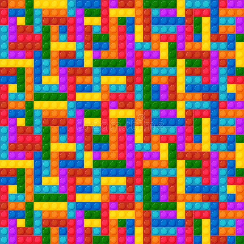 Seamless Template of Realistic Colored Plastic Bricks. Construction ...