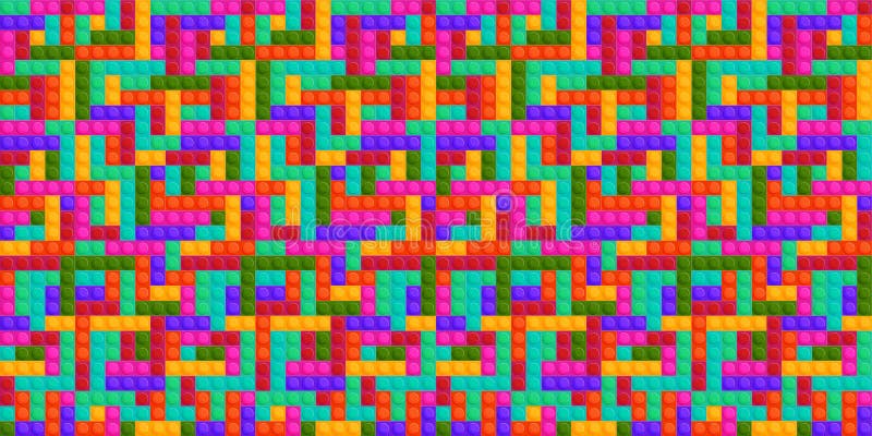 Seamless Template of Realistic Colored Plastic Bricks. Construction ...