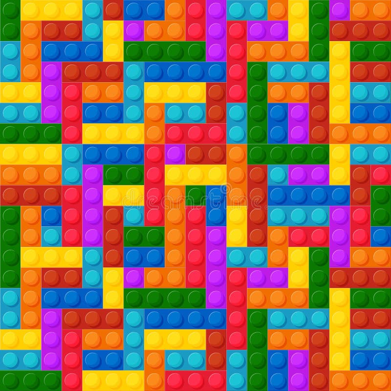 Seamless Template of Realistic Colored Plastic Bricks. Construction ...