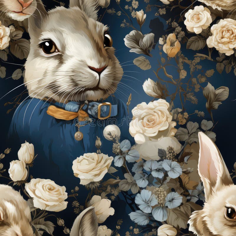 Seamless Template with White Rabbit Pattern. AI Generated Stock ...