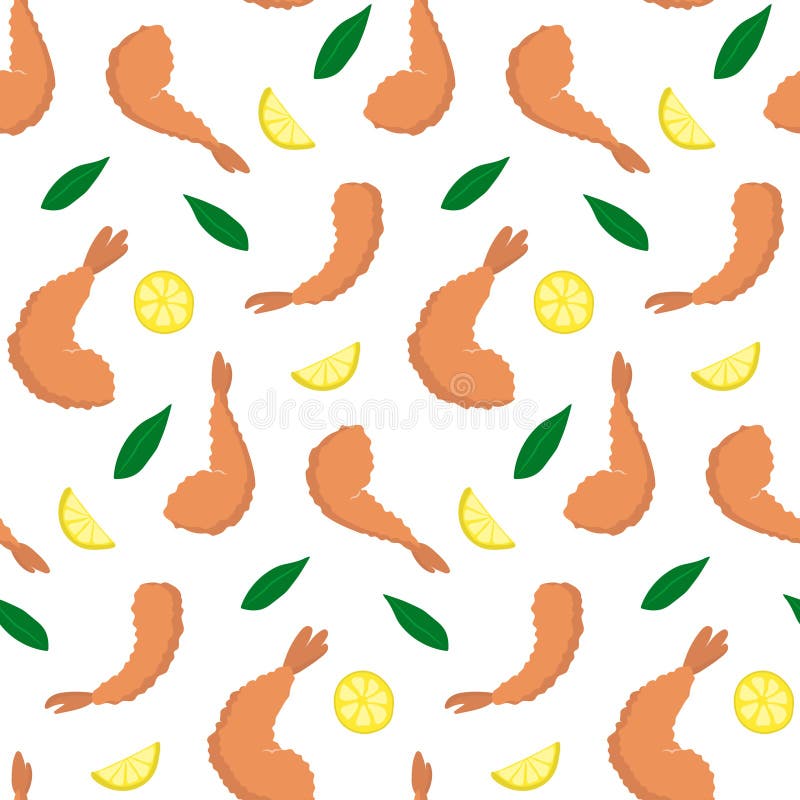 Seamless Tempura Shrimp Pattern Stock Vector - Illustration of fabric ...
