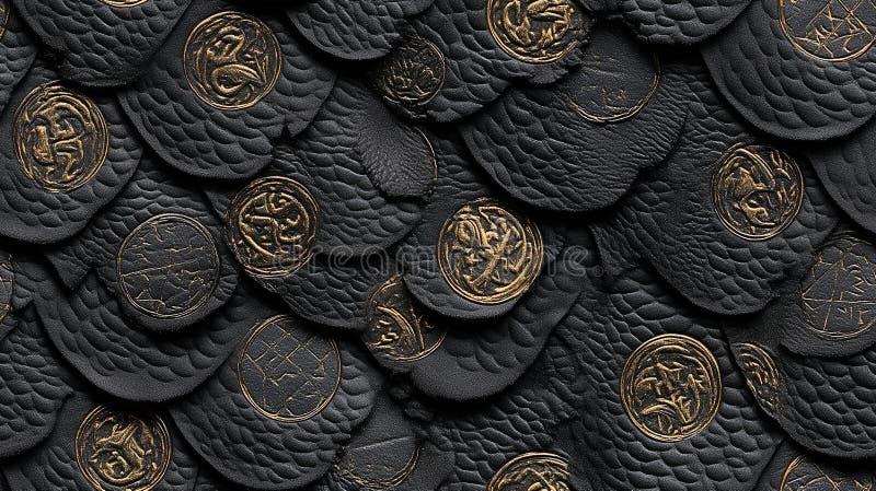 Seamless Black Leather Texture with Dragon Scale Pattern and Embedded ...