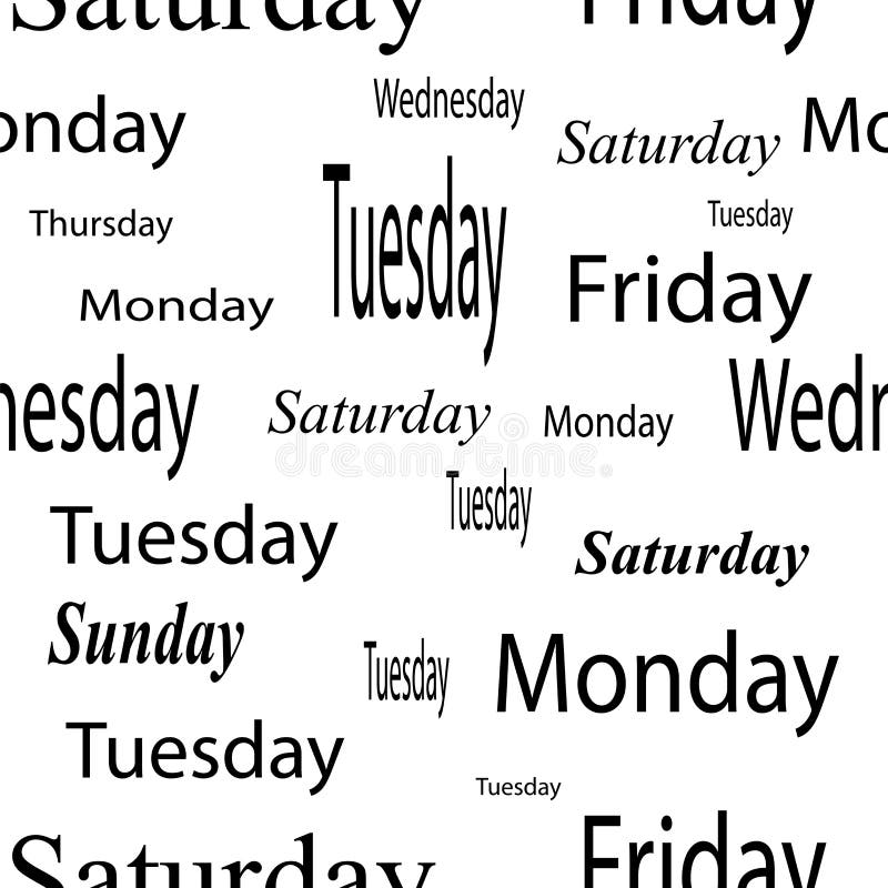 Seamless Text Pattern Weekly on a White Background Stock Vector ...