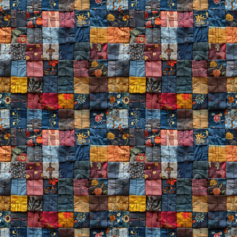 Seamless Textile Background, Colorful Patchwork Quilt Made from Pieces ...