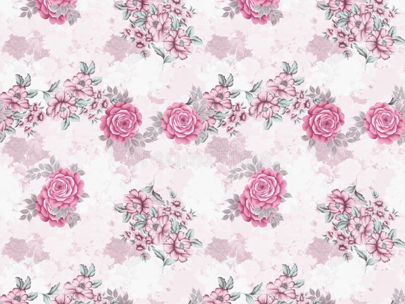 2211234681 Seamless Textile Flower Design with Cream Ground Stock ...