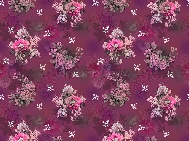 2211234071 Seamless Textile Flower Design with Dusty Ground Stock ...
