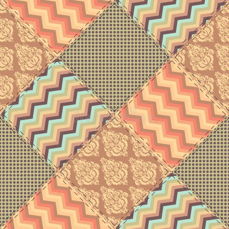 Seamless Textile Patchwork Pattern Stock Vector - Illustration of ...