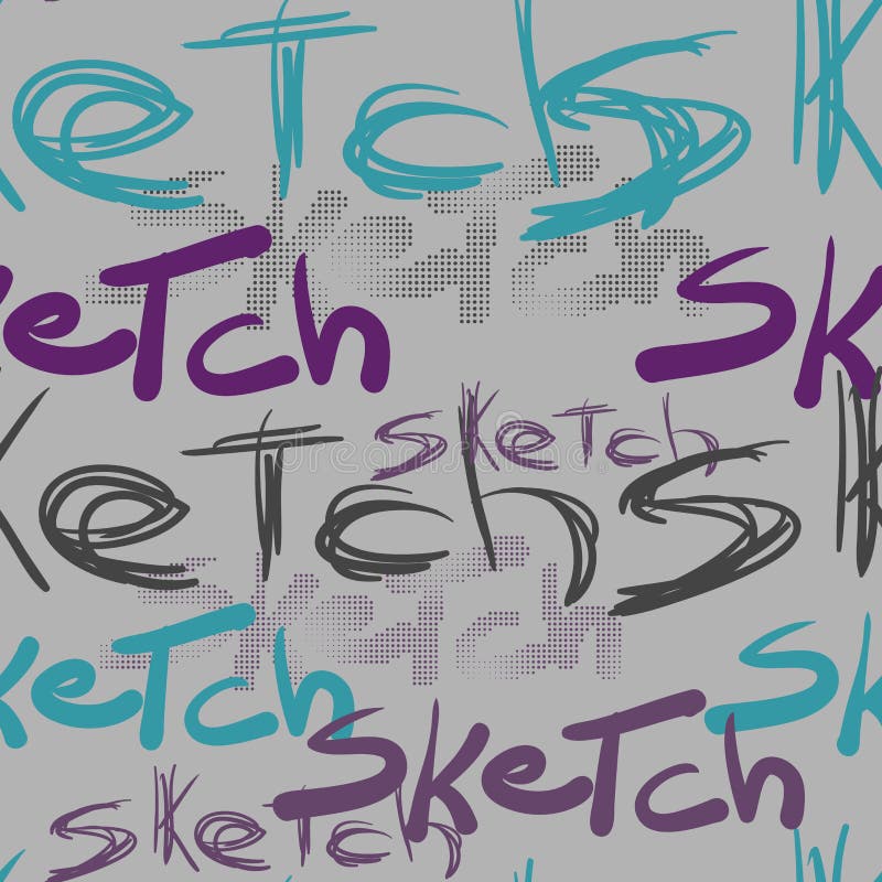 Seamless Textile Pattern and the Words Sketch Stock Vector ...