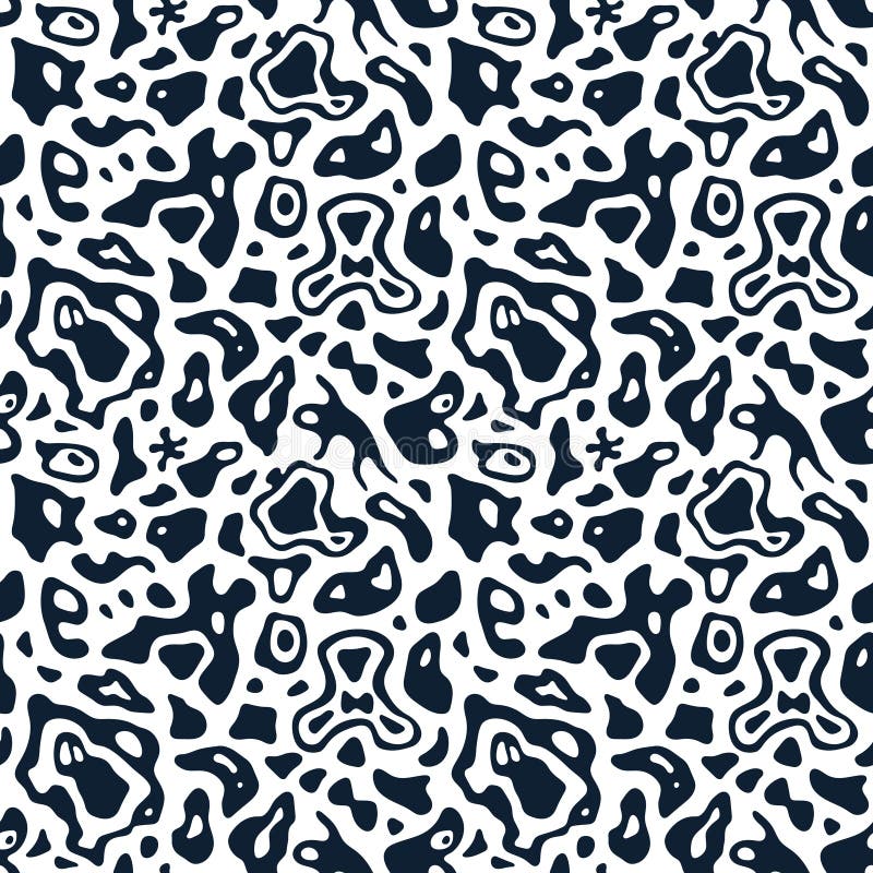 Seamless Textile Print with Fluid Spots. Monochrome Vector Background ...