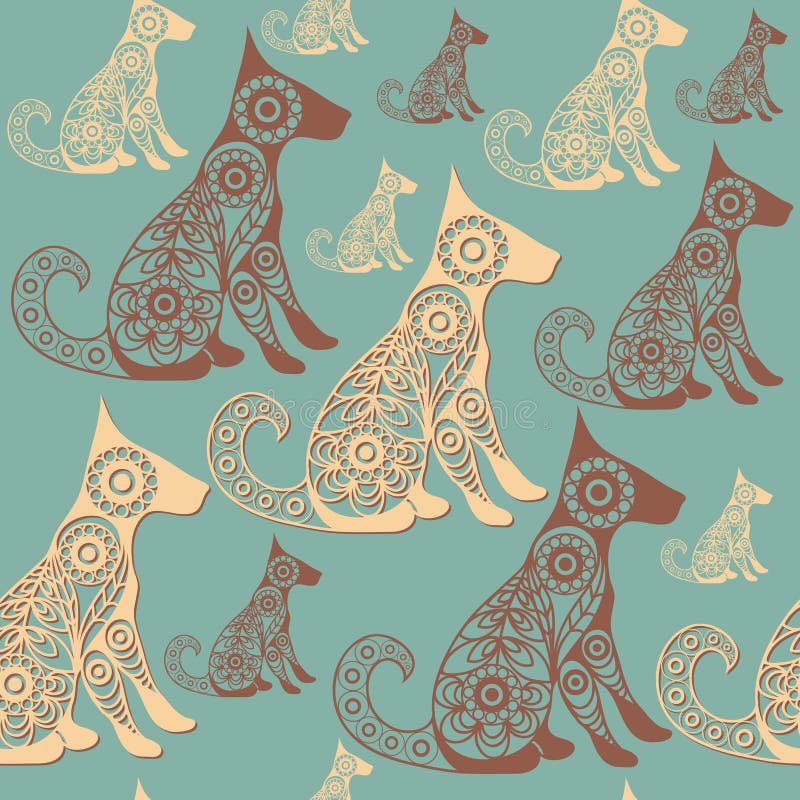 Seamless Texture with Abstract Dog 2 Stock Vector - Illustration of ...