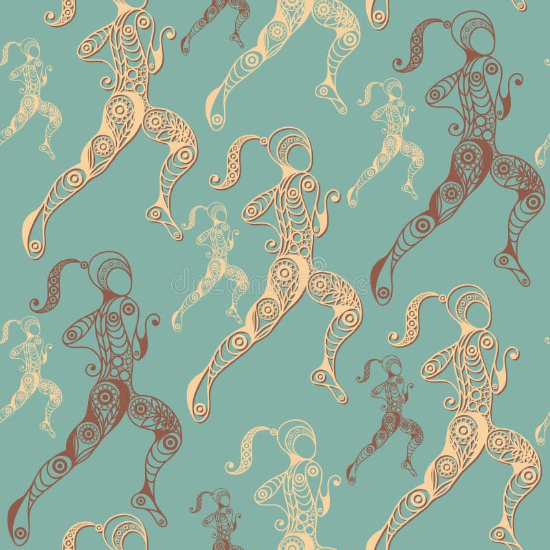 Seamless Texture with Abstract Human 2 Stock Vector - Illustration of ...