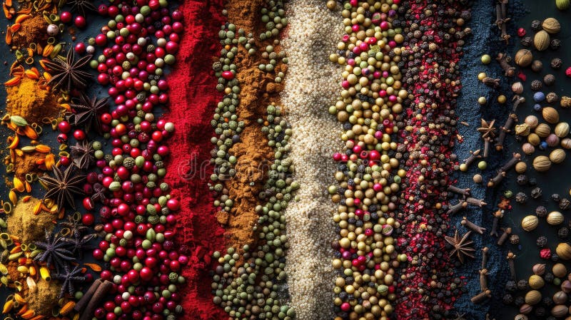 A Seamless Texture Adorned with an Array of Spices and Herbs, Capturing ...
