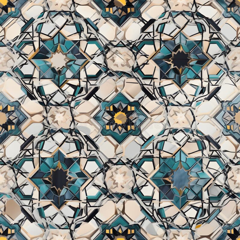 Seamless Texture of Arabic Mosaic Ornament, Neural Network Generated ...