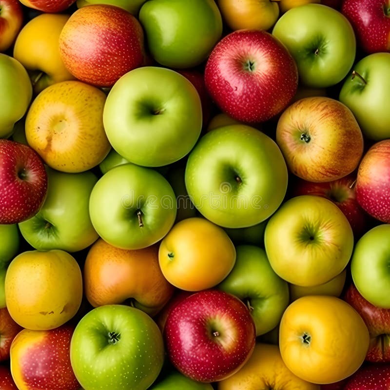 Seamless Texture and Background of Different Color Apples Pile with ...