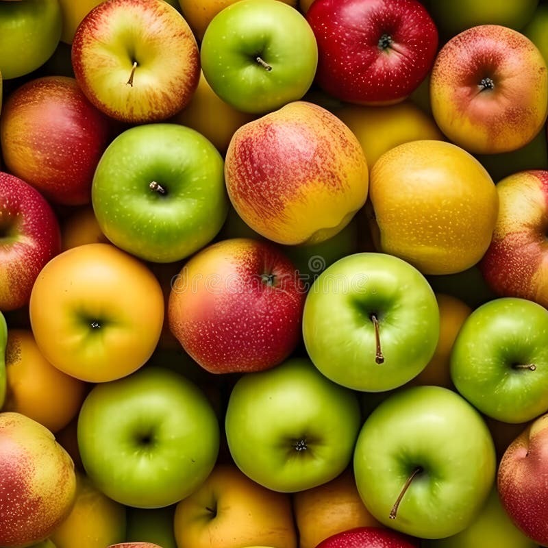 Seamless Texture and Background of Different Color Apples Pile with ...