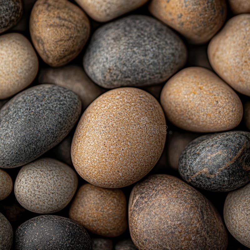 Seamless Texture, Background of Rounded Pebbles, Stones. Variety of ...