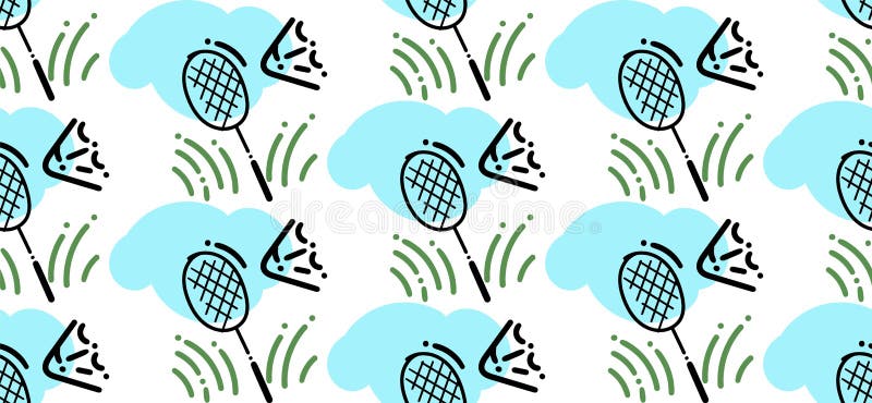 Seamless Texture of Badminton Rackets with Shuttlecocks, Vector Quality ...