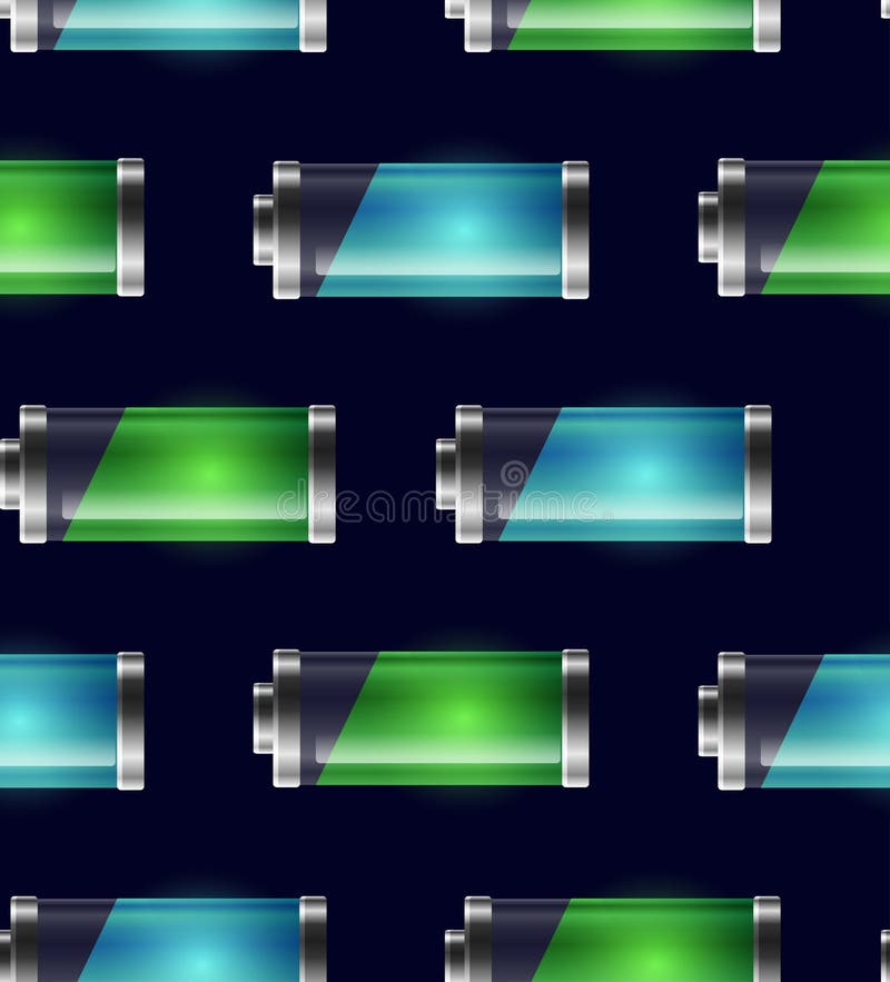 Seamless Texture with Battery Power. Stock Vector - Illustration of ...