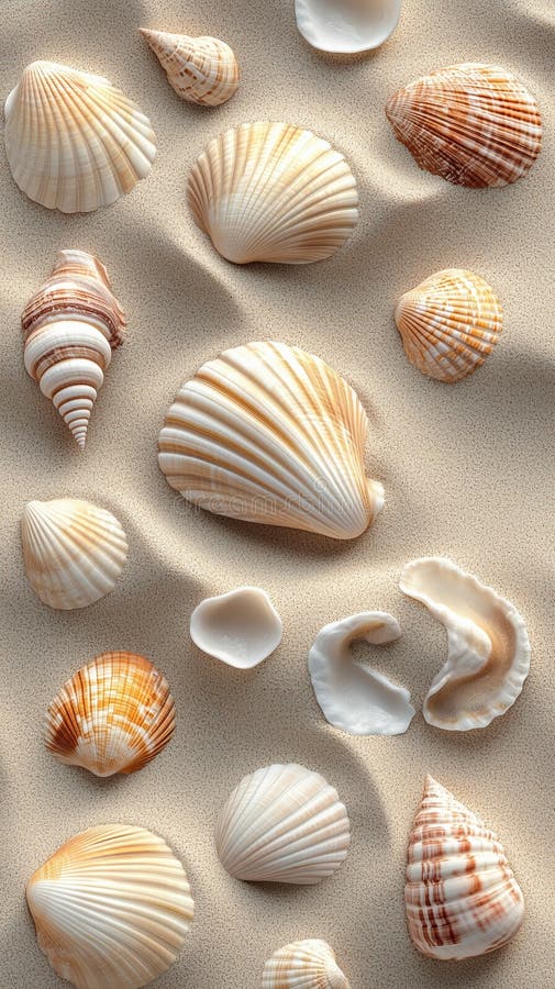 Seamless Texture of Beige Sand with Scattered Seashells for Realistic ...