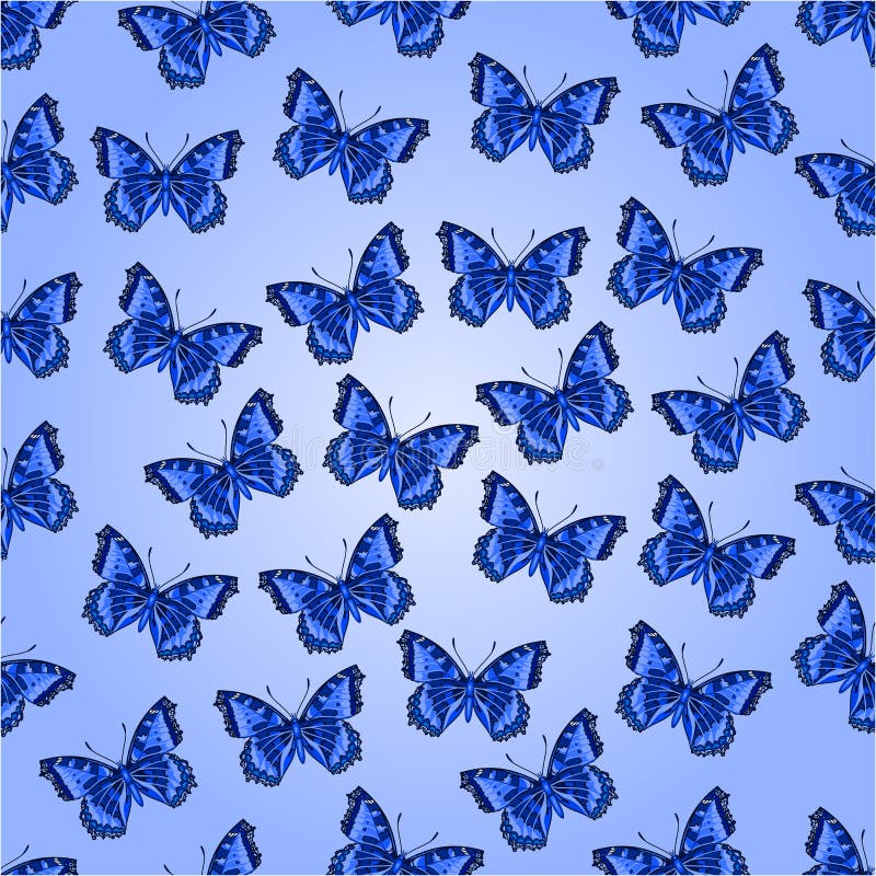 Seamless Texture Blue Butterflies Stock Illustration - Illustration of ...