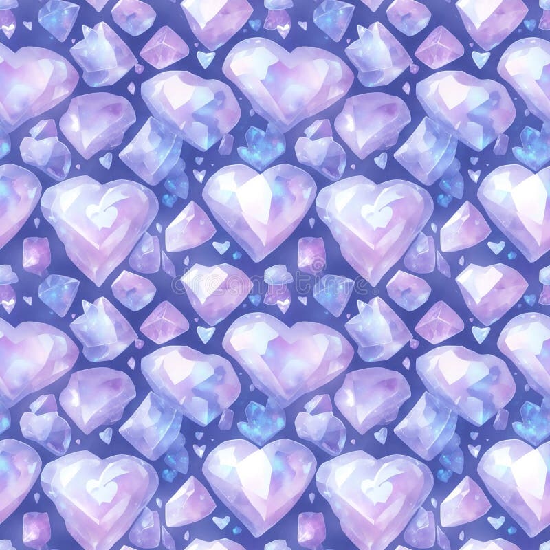 Seamless Texture with Blue Crystals in the Form of Hearts Stock ...