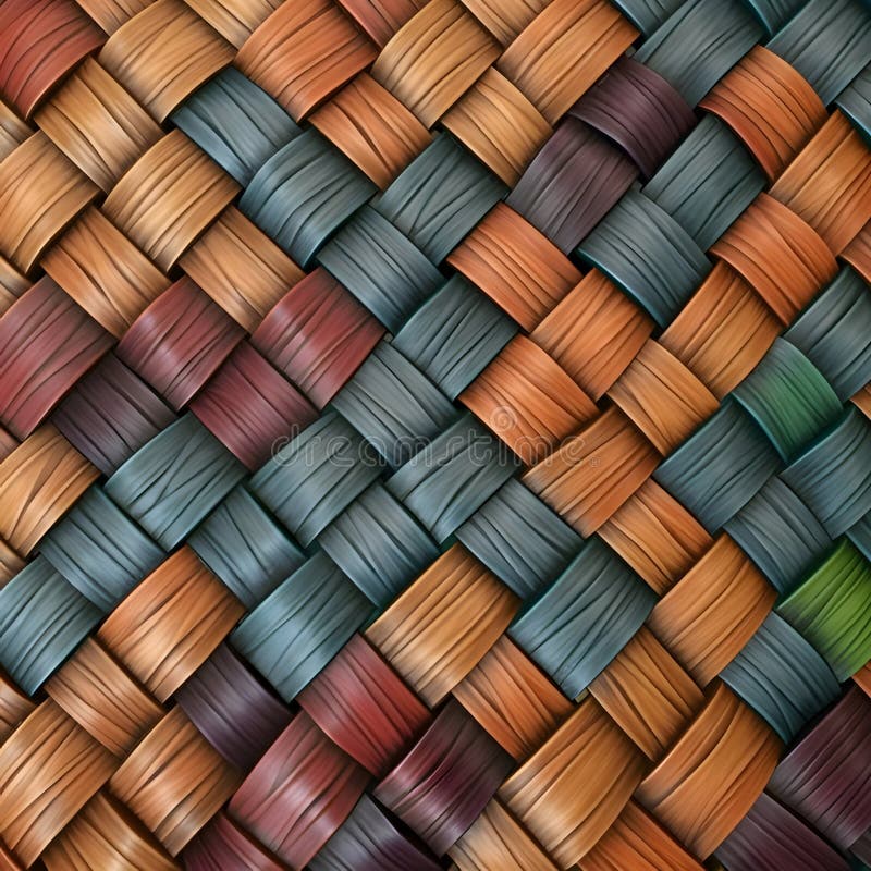 Seamless Texture of Brown, Blue and Green Woven Rattan Stock Vector ...