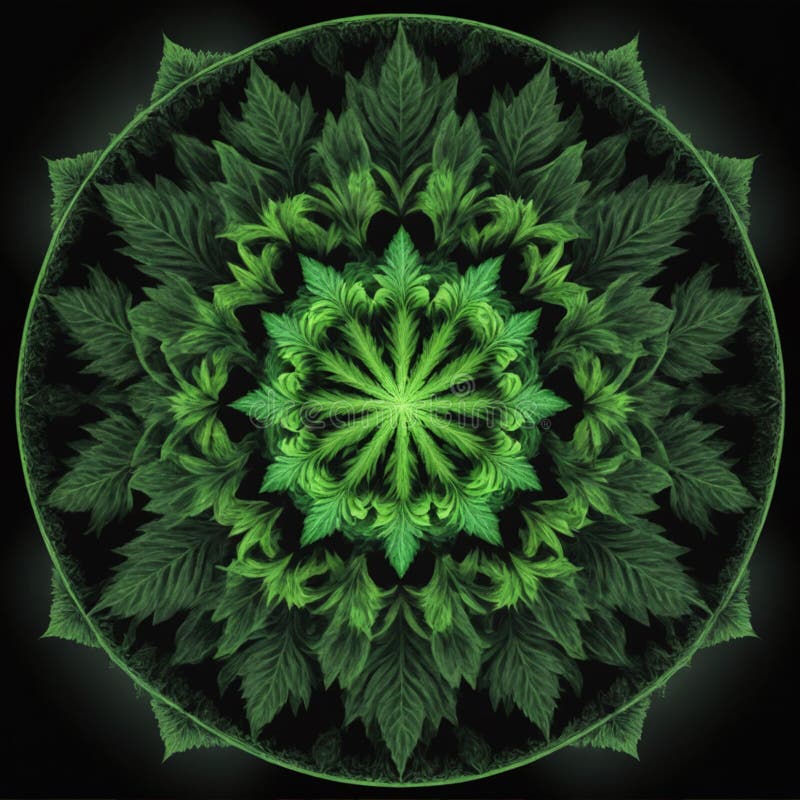 Seamless Texture Cannabis Leaves, Symmetrically Arranged in a ...