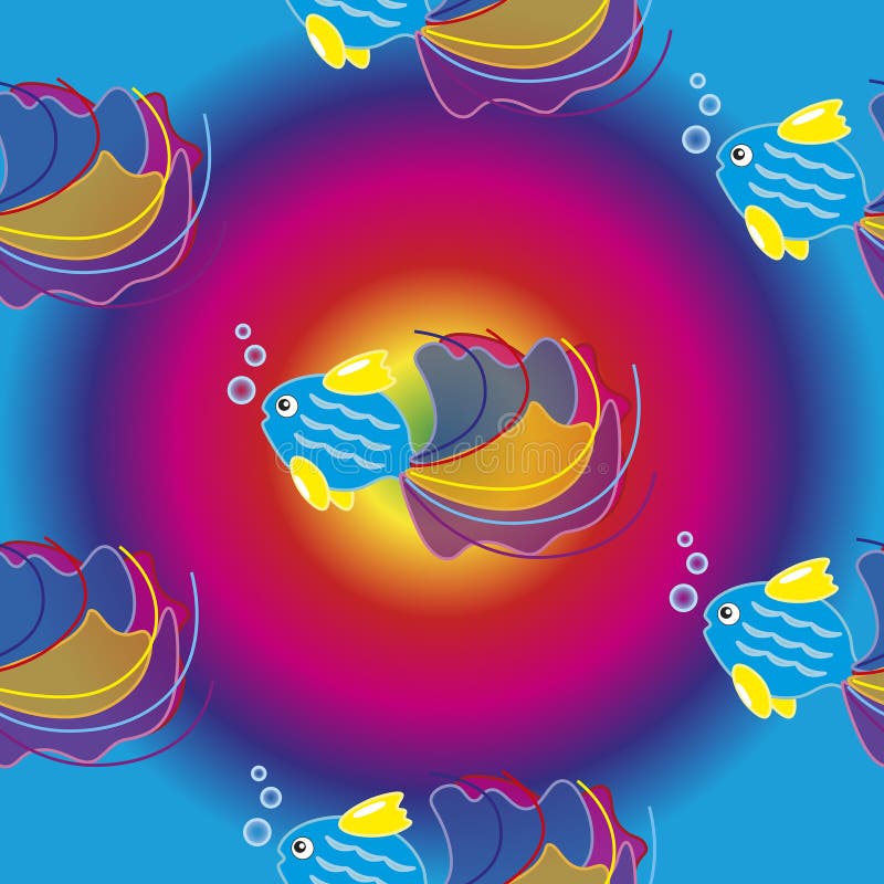 Seamless Texture of Cartoon Fish. Stock Vector - Illustration of ...