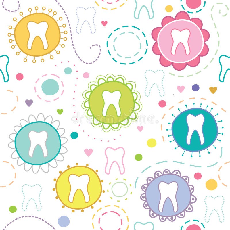 Seamless Texture with Cartoon Teeth Stock Vector - Illustration of ...