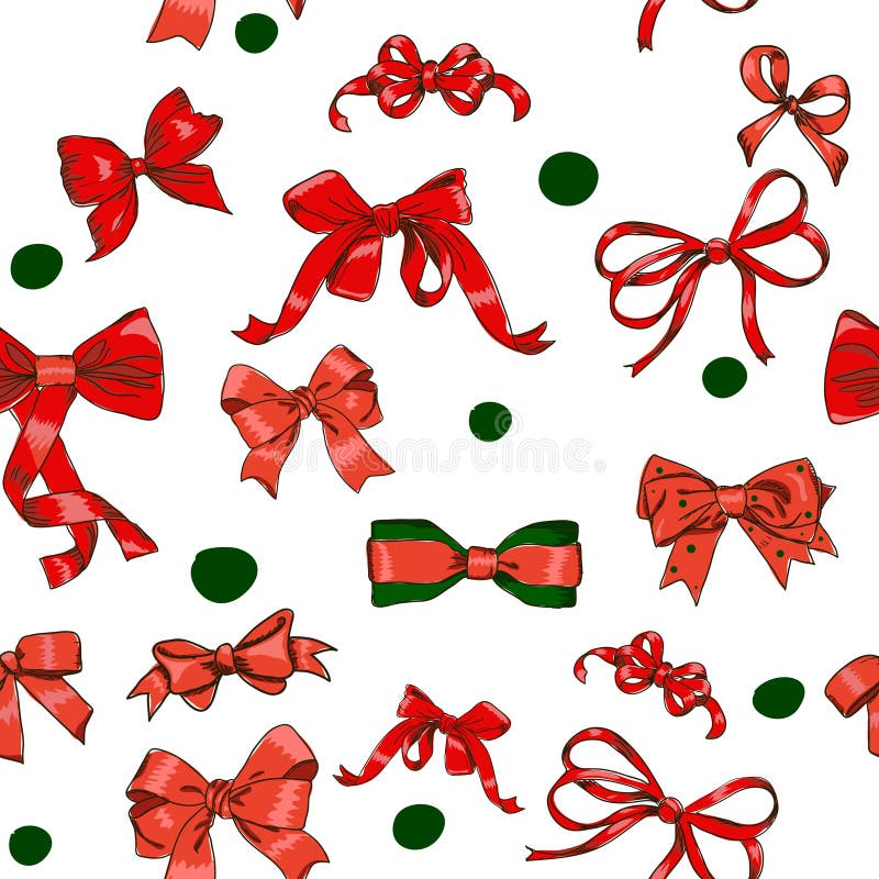 Seamless Texture with Chrestmas Red Bows Stock Vector - Illustration of ...
