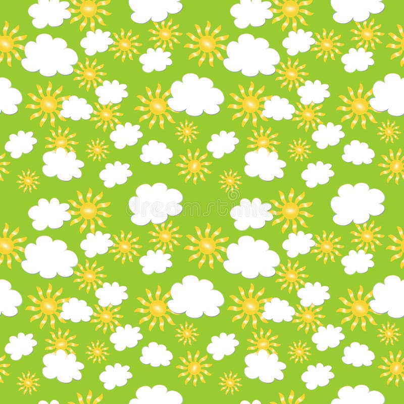 Seamless Texture with Clouds and Sun Stock Vector - Illustration of ...