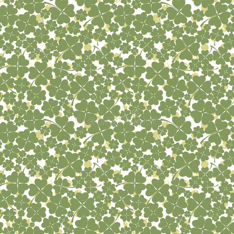 Seamless Texture with Clover of Four Leaves Stock Vector - Illustration ...