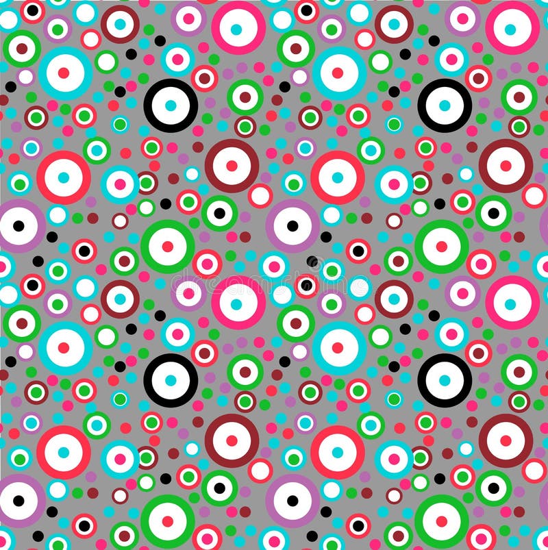 Seamless Texture with Colored Circles and Rings on a Gray Background ...
