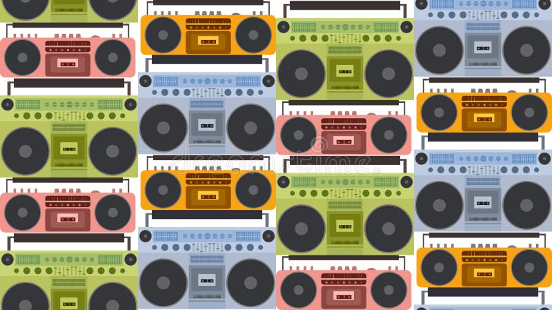 Seamless Texture with Colored Flat Old Tape Recorder Stock Vector ...
