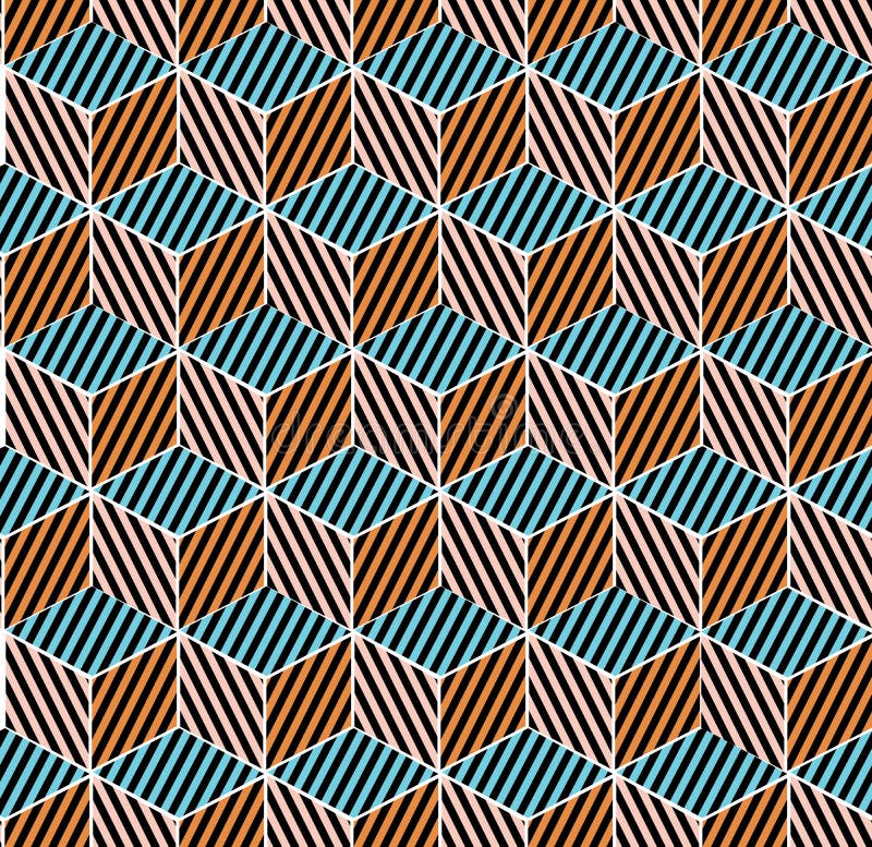 Seamless Texture with Colored Oblique Linescube, Modern Stylish Image ...