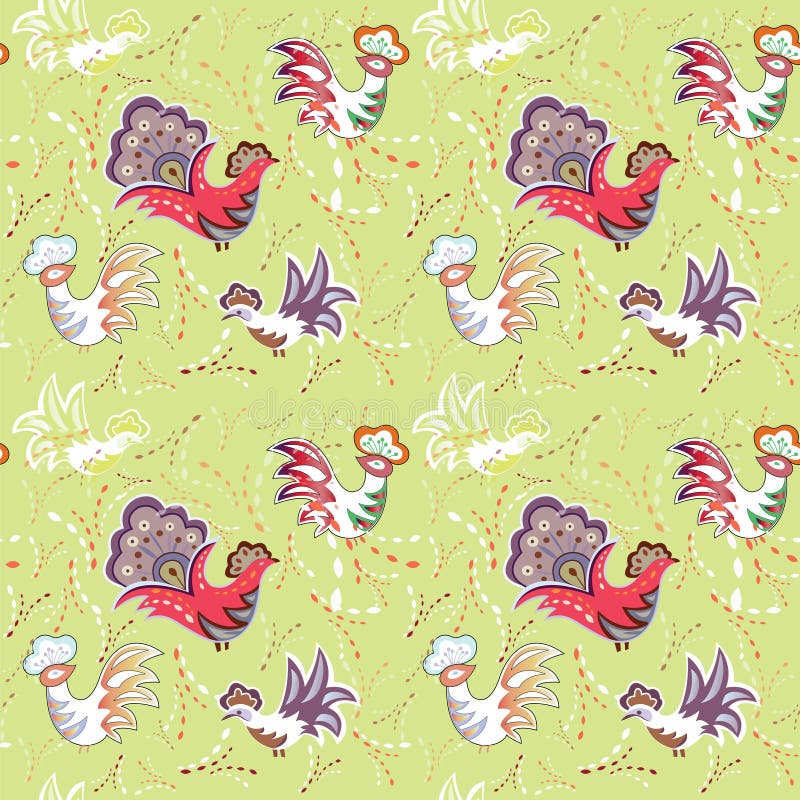 Seamless Texture with Colorful Decorative Birds Stock Vector ...