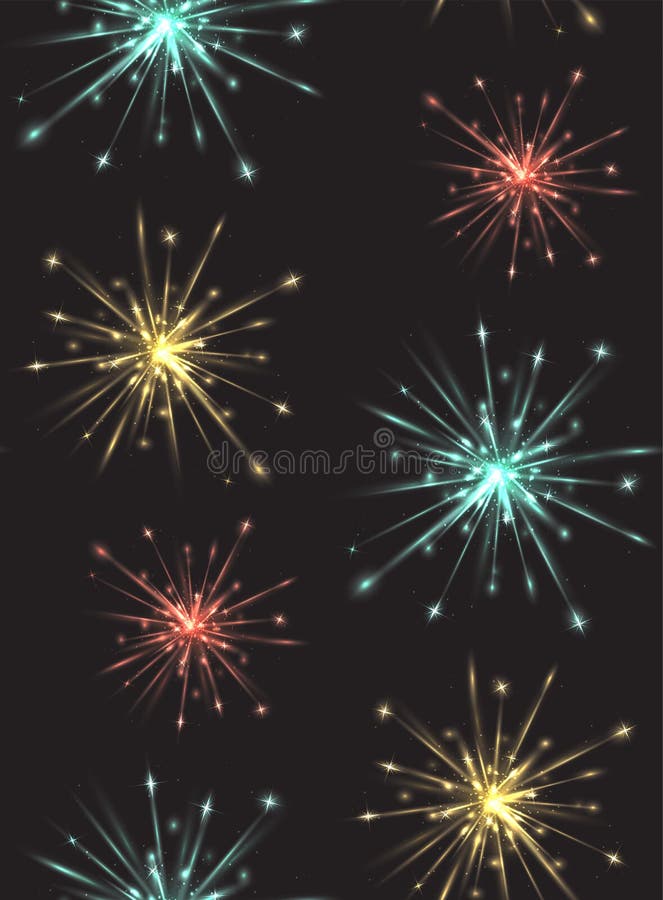 Seamless Texture with Colorful Fireworks Stock Vector - Illustration of ...