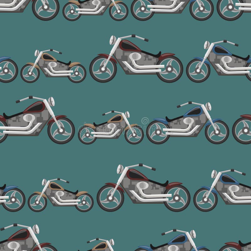 Seamless Texture with Cool Bikes Stock Illustration - Illustration of ...