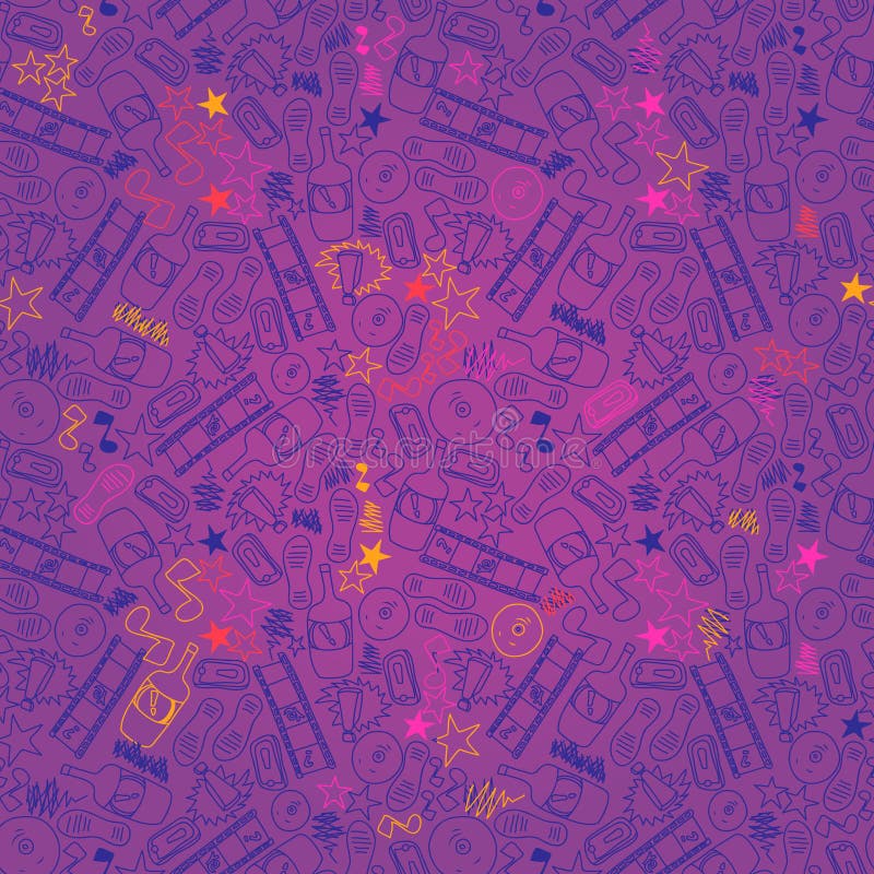 Seamless Texture for Crazy Party in Hand Draw Style Stock Vector ...