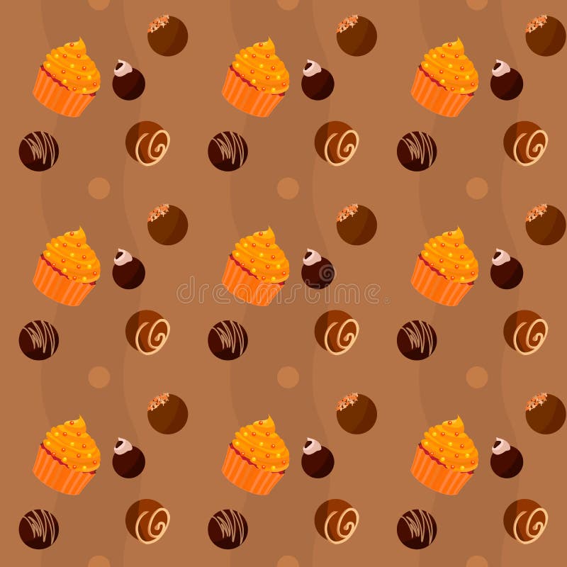 Seamless Texture - Cupcakes and Chocolate Sweets Stock Vector ...