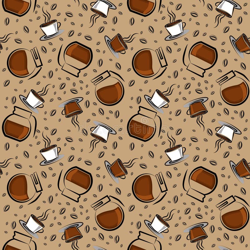 Seamless Texture with Cups of Coffee and Coffee. Stock Vector ...