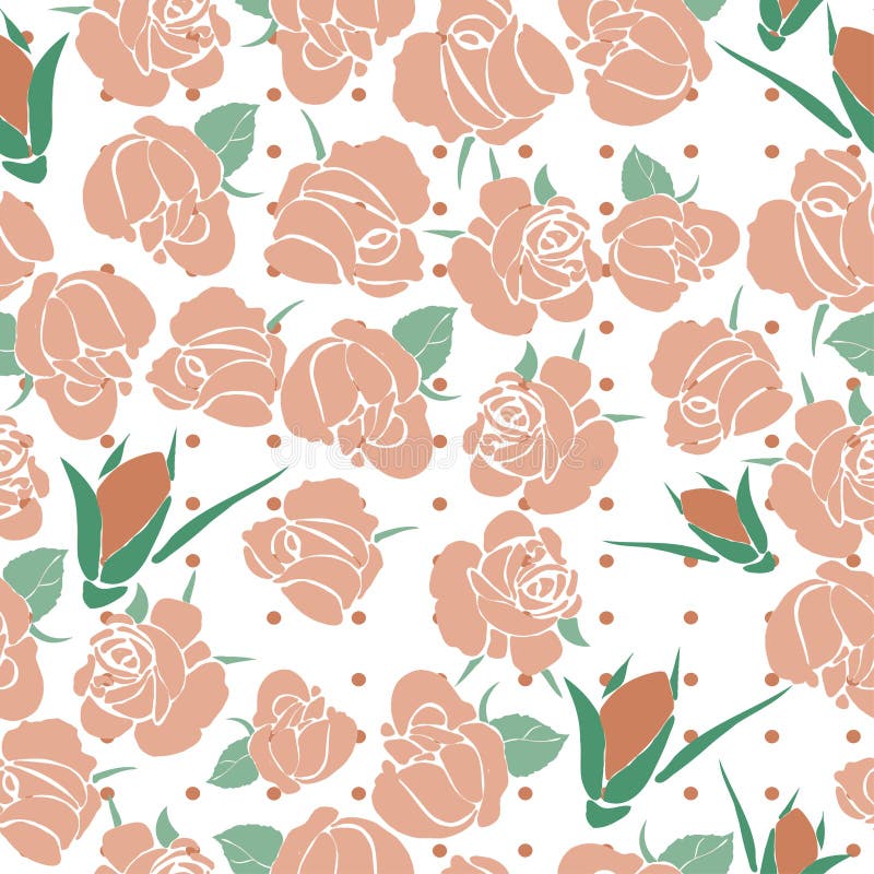 Seamless Texture with Cute Roses Stock Vector - Illustration of girlie ...