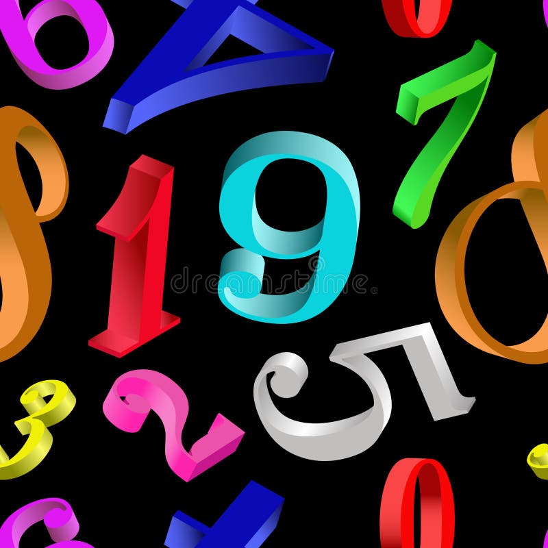 Seamless Texture with 3D Numbers.3D Print with Multicolored Numbers ...
