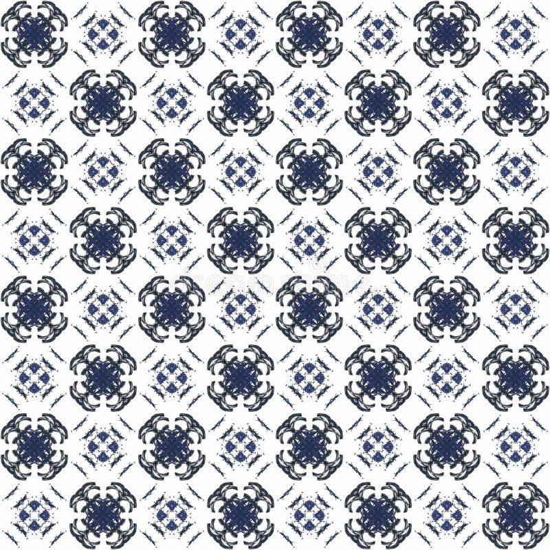 Seamless Texture With 3d Rendering Abstract Fractal Dark Blue Pattern