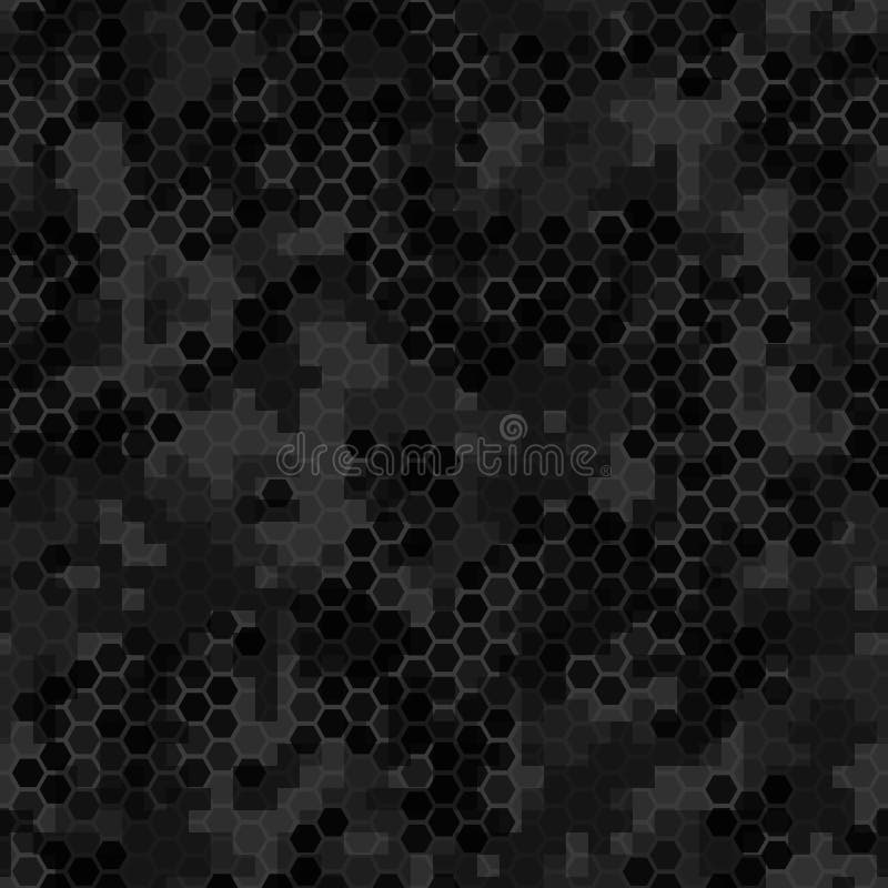 Seamless Texture Dark Gray Hex Grid with Pixels. Vector Illustration ...