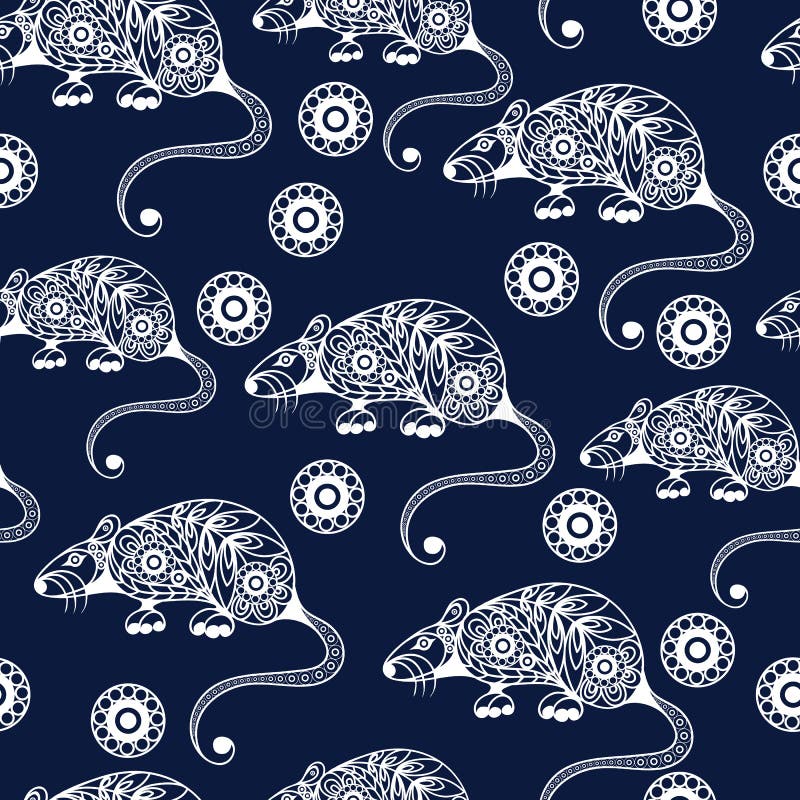Seamless Texture with Decorative Rat 2 Stock Vector - Illustration of ...