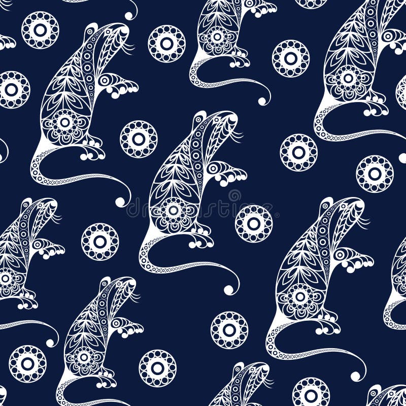 Seamless Texture with Decorative Rat 3 Stock Vector - Illustration of ...