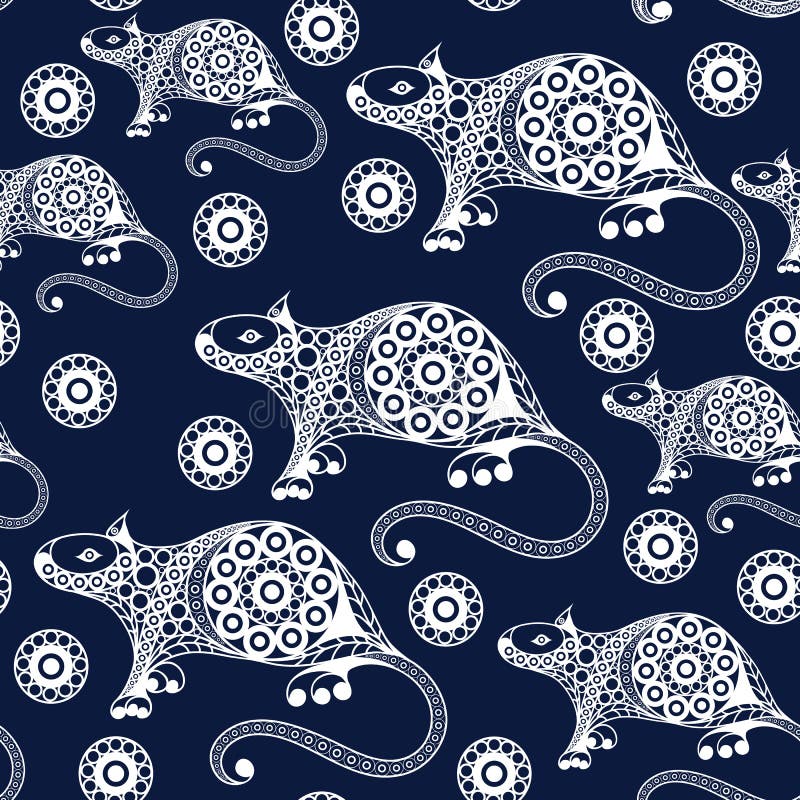 Seamless Texture with Decorative Rat 4 Stock Vector - Illustration of ...
